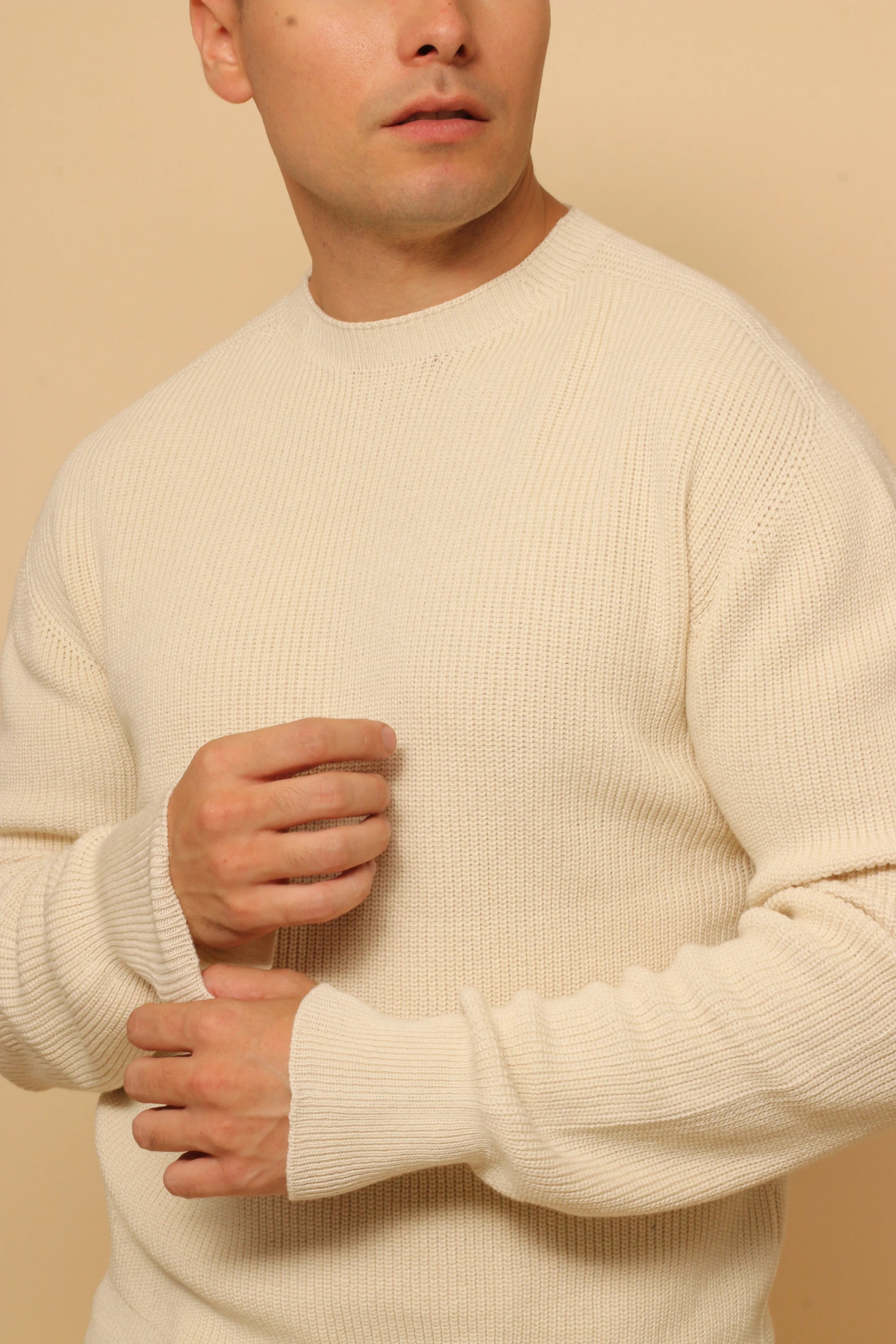 Allergy-Free Close Neck Knitted Sweatshirt (Natural)