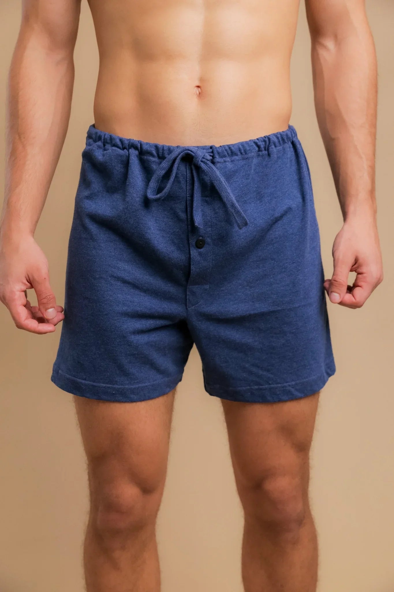 Latex Free Men's Drawstring Loose Boxer Shorts (Melange Blue)